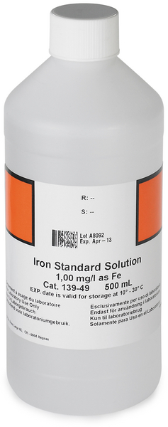 HACH, Iron Standard Solution, 1 mg/L as Fe (NIST), 500 mL - Alat Lab ...